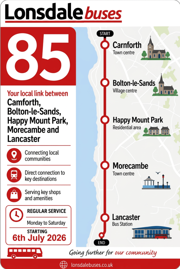 Lonsdale Buses extends service 85 to Lancaster – Lancaster Bus Users' Group